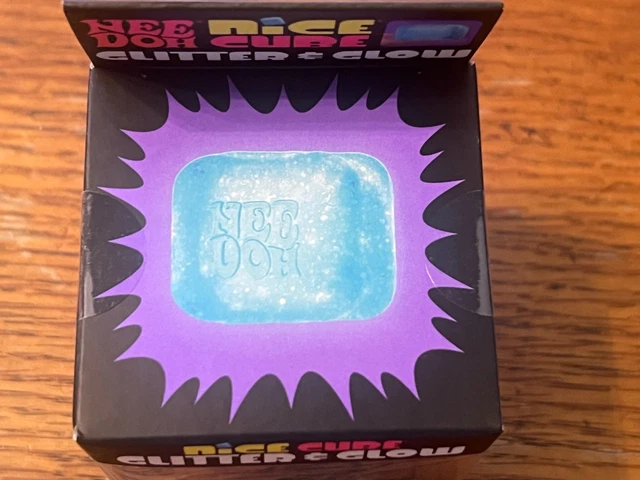 NEEDOH NICE CUBE Glitter Glow Stress Toy Squishy Schylling blue SEALED ...