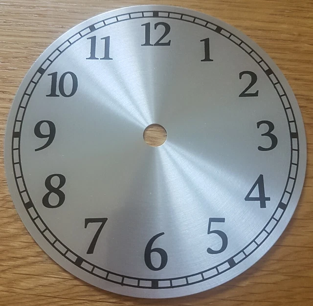NEW - 5 Inch Clock Dial Face - Silver Finish 127mm - Arabic Numerals ...