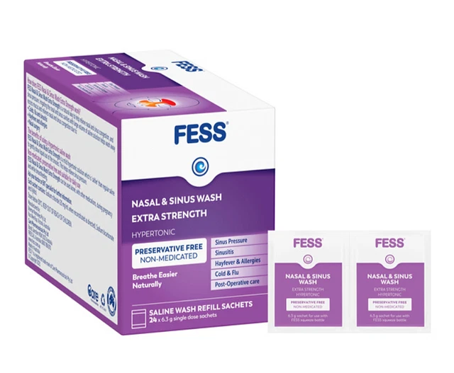FESS NASAL SINUS Wash Extra Strength Hypertonic Non-Medicated Refill 24 ...