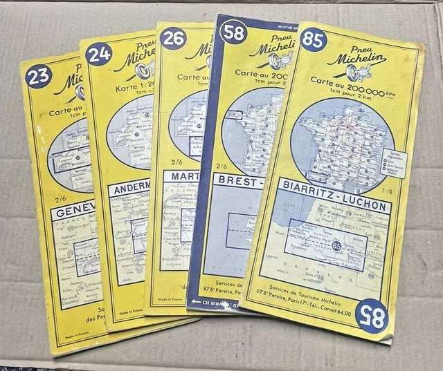 ORIGINAL OLD MICHELIN Road Maps, 5 Maps,great display Collection £16.00 ...