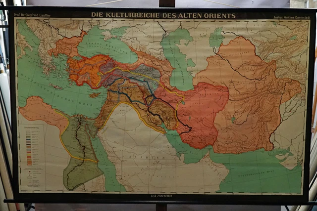 VINTAGE MURAL MAP Rollable Wall Chart Cultural Kingdoms of the Ancient ...