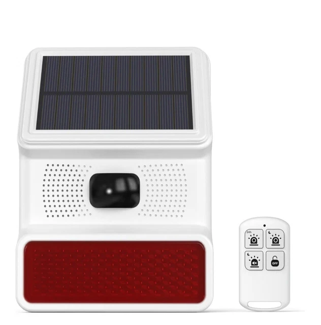 WIRELESS SMART OUTDOOR Siren with Solar Panel and Motion Detector ...