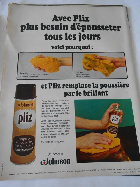 PUBLICITE 1967 Pliz plus besoin d'épousseter tous les jours EUR 3,00 ...