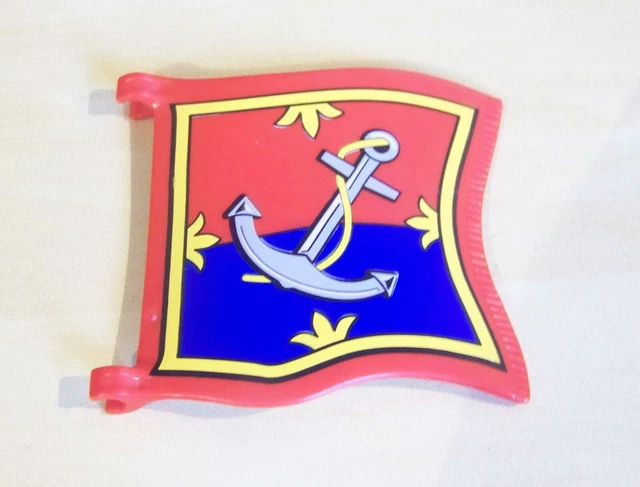 PLAYMOBIL (A3504) PIRATES - Grand Drapeau Rouge & Bleu avec Ancre ...