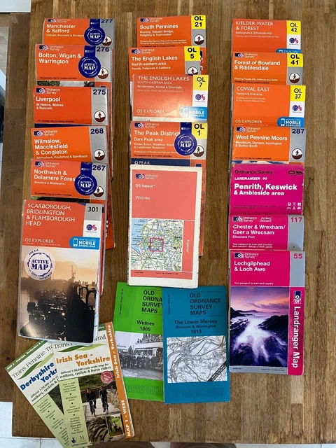 LARGE COLLECTION OF Ordinance Survey Maps Active Map & Paper Great ...