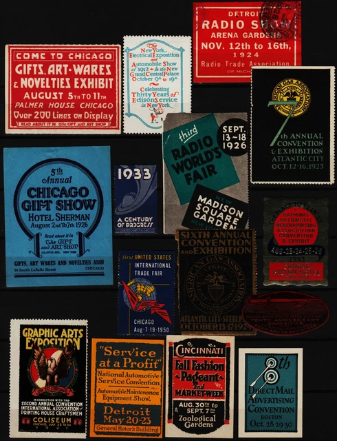 15 VINTAGE U.S.EXHIBITION and Trade Show Poster Stamps /0705 $14.99 ...