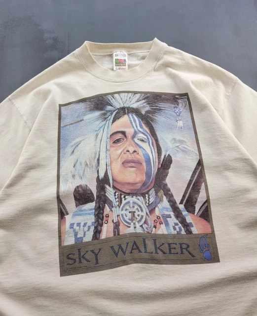 VINTAGE 1990S SKY Walker Mohawk Native American Heavyweight Cotton T ...