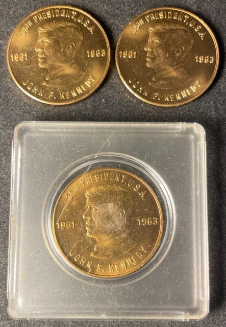 JOHN F. KENNEDY 35th President 1961-1963 3x Coin Medal Token Lot 28mm £ ...