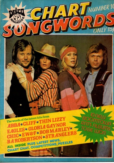 ABBA ON CHART Songwords Number 10 Magazine Cover 1979 Status Quo Cliff ...