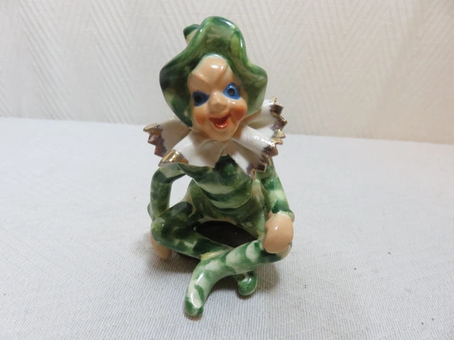 VINTAGE JAPAN GREEN and white ceramic pixie elf sitting up figurine $26.99 - PicClick CA