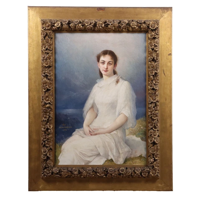 TABLEAU ANCIEN SIGNÉ Alphonse Monchablon Portrait Féminin 1896 EUR 4.440,00 - PicClick FR