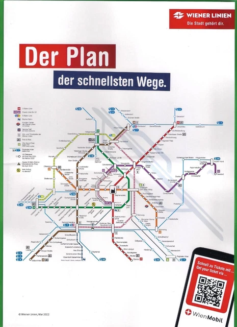 WIENER LINIEN - Vienna City Centre Map & Diagram of U-Bahn & S-Bahn ...