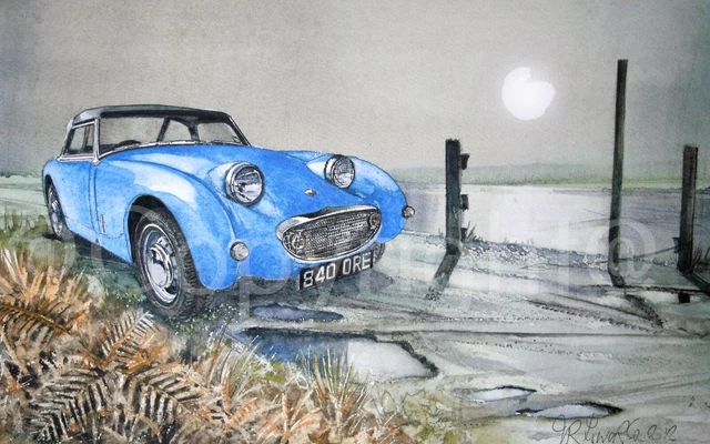 AUSTIN HEALEY FROG Eye Sprite 1950's British Car Metal Art Work Mancave ...