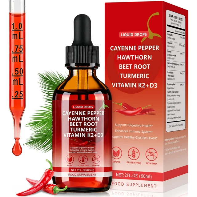 CAYENNE PEPPER DROPS, Natural Plant Extract Care Drops with Hawthorn ...