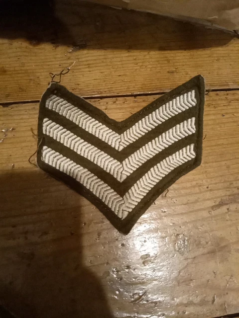 BRITISH ARMY SERGEANT white on stone rank insignia stripe £5.00 ...