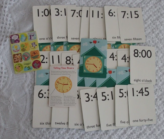 PLAYSKOOL TELLING TIME Flash Cards Educational Grade 1 Travel ...