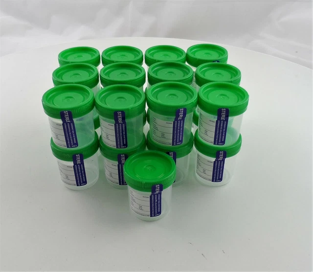 STERILE URINE SPECIMEN Collection Cups 90mL (3oz) Green - New Sealed ...