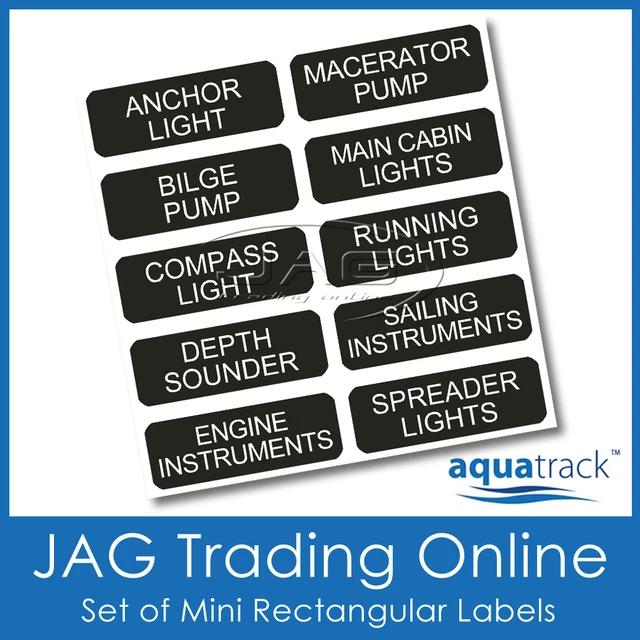 SET MINI MINIATURE RECTANGULAR SWITCH PANEL LABELS - Boat/Caravan/Decal ...