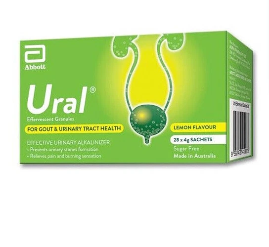 URAL EFFERVESCENT GRANULES Urine Alkalinizer Lemon Flavour - 4g x 28 ...
