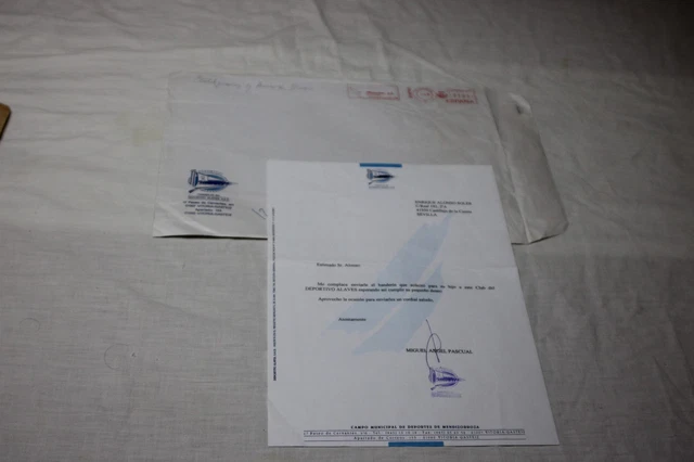 CARTA UFFICIALE STORICA Deportivo Alavés 1998 Regreso Prima + Busta EUR ...