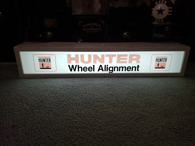 RARE VINTAGE HUNTER Wheel Alignment Sign Old Body Shop Gas Oil Station ...