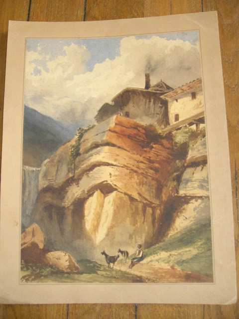 ANCIENNE AQUARELLE PAYSAGE animé et habitations signé Geligné fin du XIXè EUR 48,00 - PicClick FR