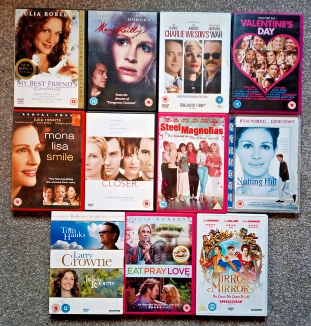 11 X JULIA Roberts Film Collection on DVD's: Mary Reiljy, Mirror Mirror ...