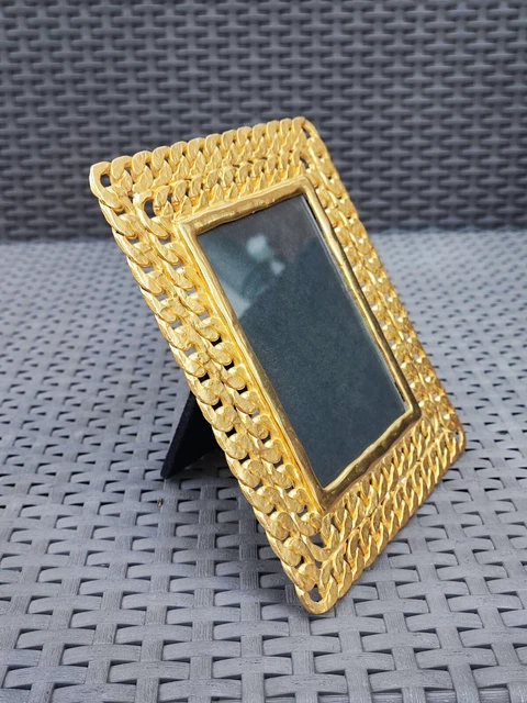 RARE CADRE DORÉ signé ÉDOUARD RAMBAUD PARIS maille gourmette CRÉATEUR ...