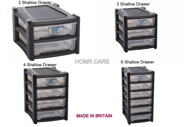 WHAM PLASTIC SHALLOW A4 Drawer Storage Unit Cabinet Office Bedroom ...