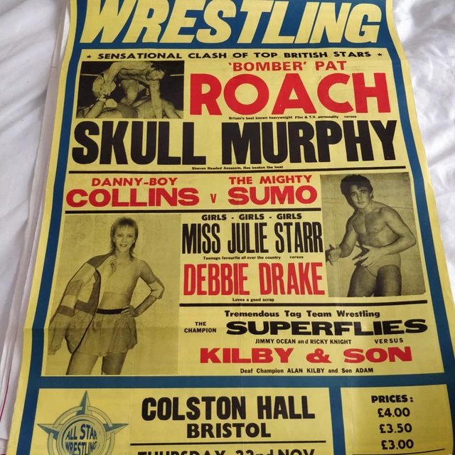 BRISTOL VINTAGE ORIGINAL 80s British wrestling poster DEBBIE DRAKE ...