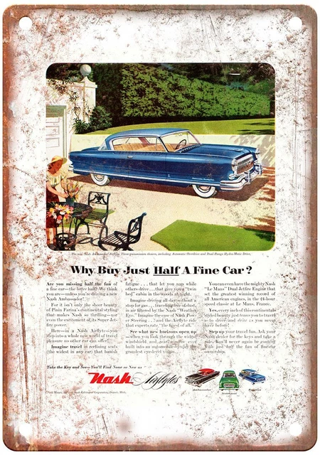 VINTAGE 1953 NASH Automobile Ad Retro Look Reproduction Metal Sign ...