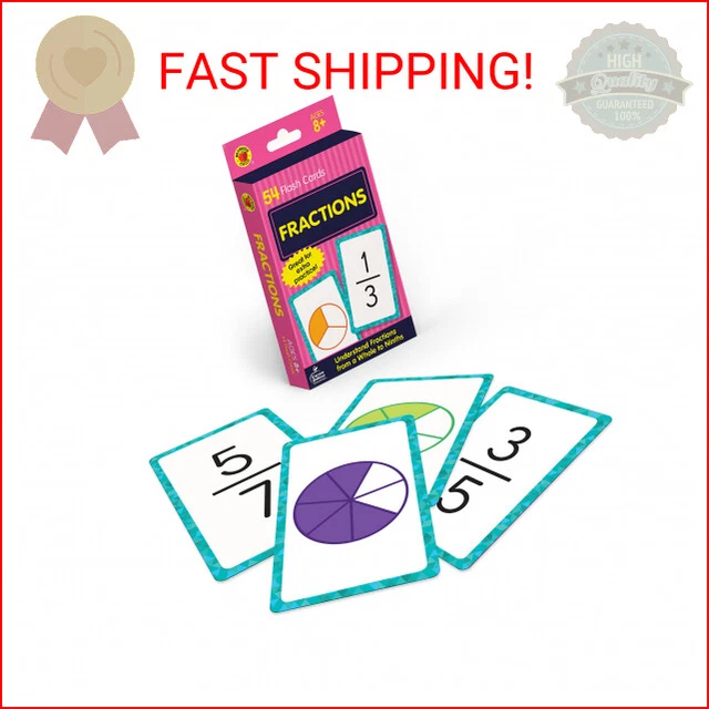 CARSON DELLOSA FRACTION Number Flash Cards for Kids Ages 8+, Math Flash ...