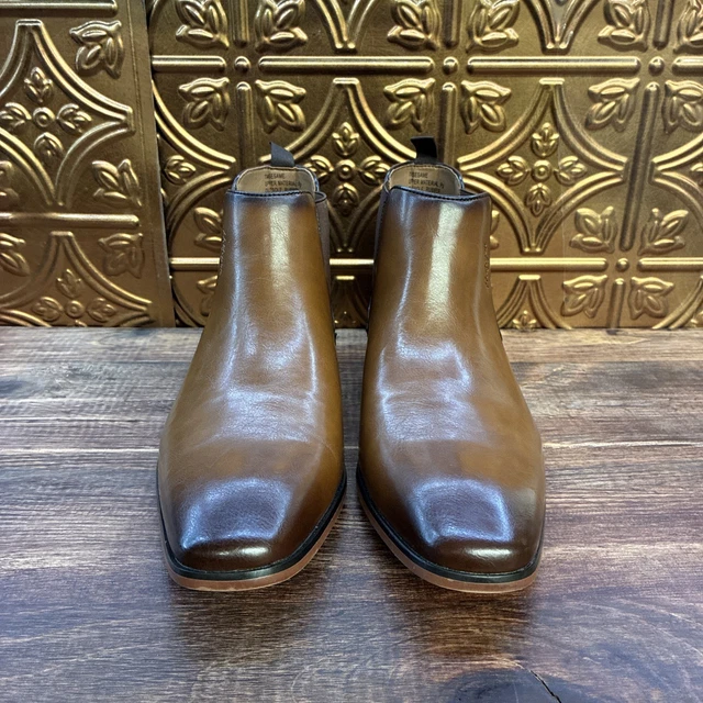 TOMMY HILFIGER MENS Sesame Boot SZ 10 M Brown Heel Pull-Tab Block Heel ...
