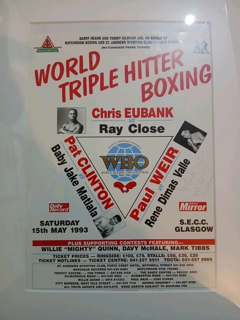 ORIGINAL A4 SIZED Chris Eubank V Ray Close Fight Poster Signed £26.70 ...