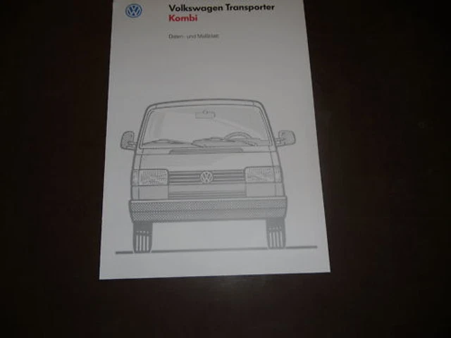 TECHNICAL DATA SHEET VW T4 Bus Combi Stand 11/1991 £3.93 - PicClick UK