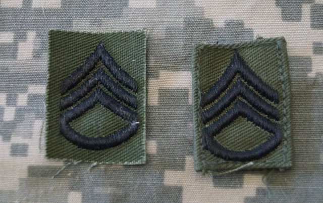 MILITARY PATCH US Army Staff Sergeant SSG/E-6 Rank Sew on Collar BDU ...