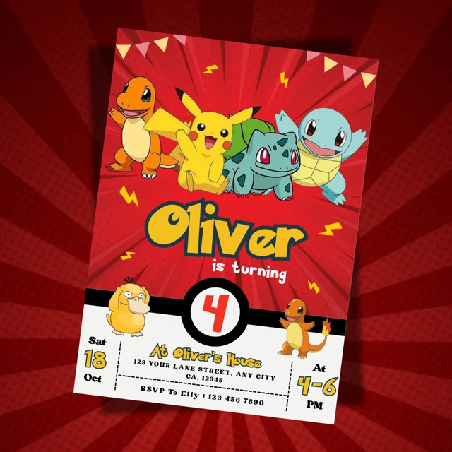 EDITABLE POKEMON BIRTHDAY Invitation, Canva Template, Digital Party ...