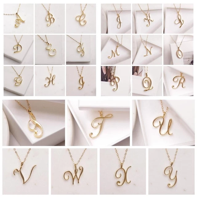 METAL CURSIVE A To Z Alphabet Initial Necklace 26 Letters Alphabet ...
