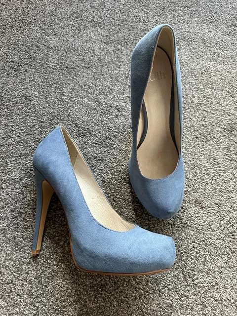 WOMENS FAITH STILETTO Heels, Size 7, Suede Affect, Blue, EU 40, Bow ...