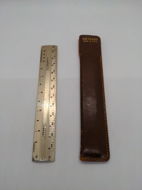 VINTAGE DIETZGEN RULER Drafting Engineering 1526P with leather pouch ...