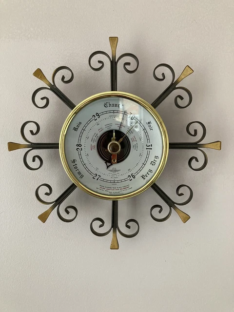 VINTAGE SB SHORTLAND Smiths British Aneroid Barometer Metal Scroll ...