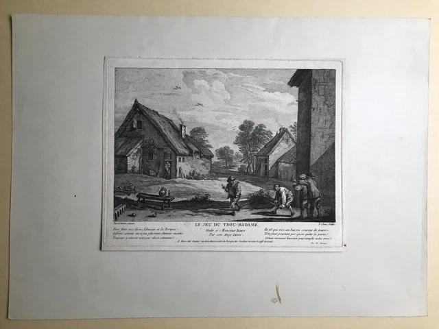 LE JEU DU Trou Madame - David Teniers - Pierre Chenu - Gravure - XVIIIe ...