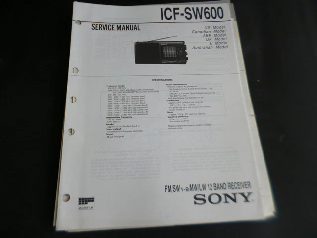 GENUINE SERVICE MANUAL Circuit Diagram Sony ICF-SW600 £8.76 - PicClick UK