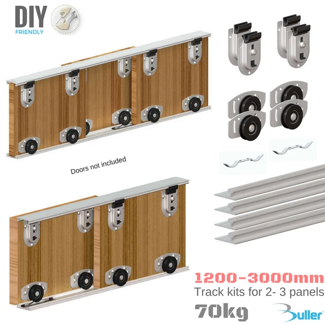 WARDROBE SLIDING DOOR Track System Gear Set For Ares 1200mm-3000mm 2/3 ...