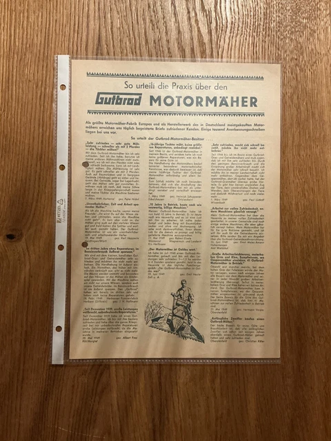 ORIG. GUTBROD MOTORMÄHER Prospekt Broschure Landmaschine Einachser ...