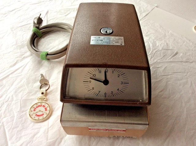 VINTAGE AMANO AUTOMATIC Time & Date Stamp Card Punch Stamp Machine ...