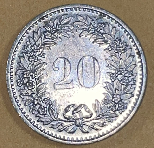 SWISS 20 RAPPEN Coin 1980 Switzerland Nickel Roman Goddess of Liberty ...
