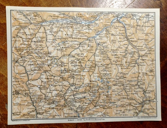 ANTICA MAPPA TENDA LIMONE PIEMONTE VALDIERI DEMONTE BRIGA SAN MARTINO ...