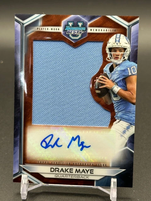2023 BOWMAN U Best Drake Maye Prospect Jumbo Relic Patch Auto Draft UNC ...
