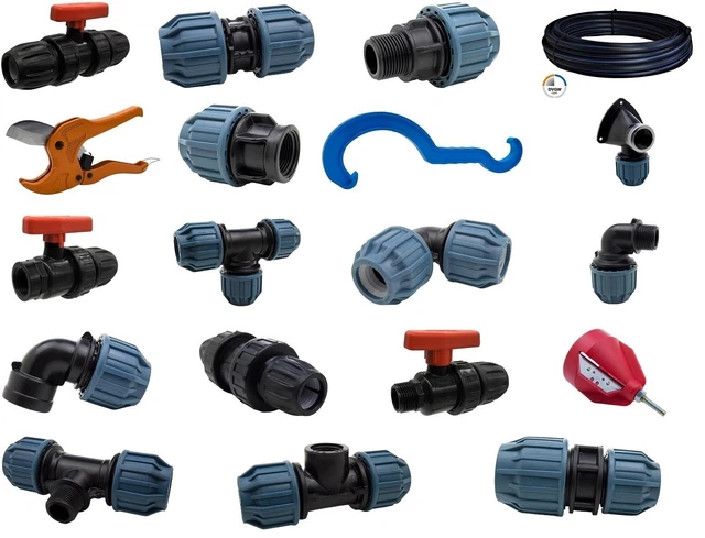 PE FITTING PP Verschraubung Kupplung Klemmverbinder für PE-Rohr 20 25 32 40 63mm EUR 2,14 ...